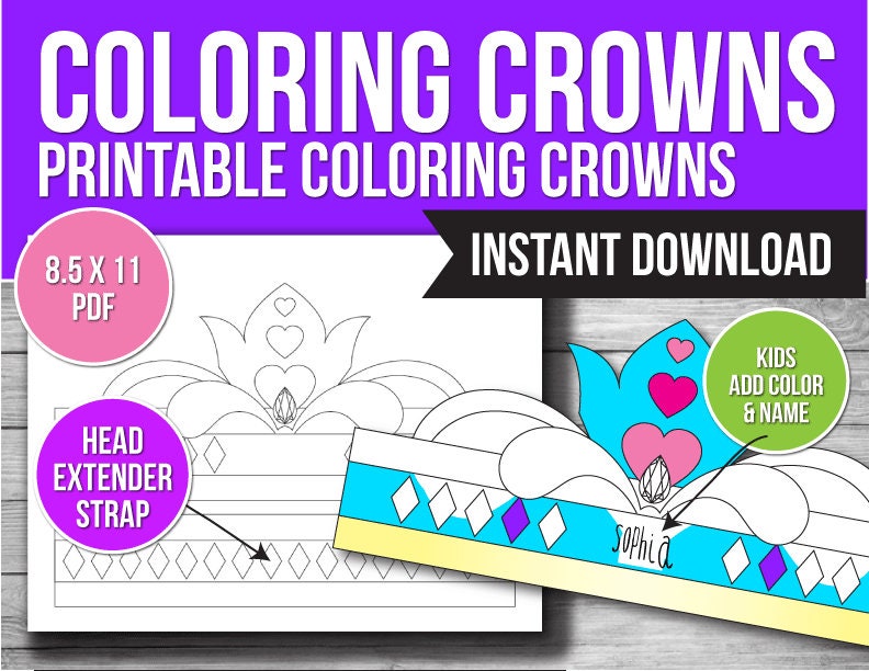 Coloring Crown Craft for Kids Printable Coloring Crown - Etsy