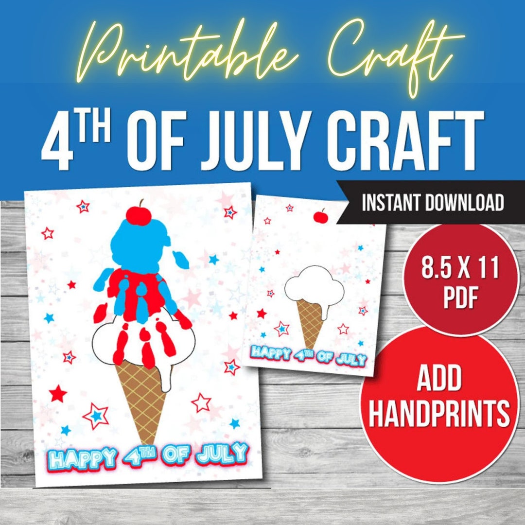 Handprint Art Printable Keepsake, 4th of July Craft Activity Gift, USA ...