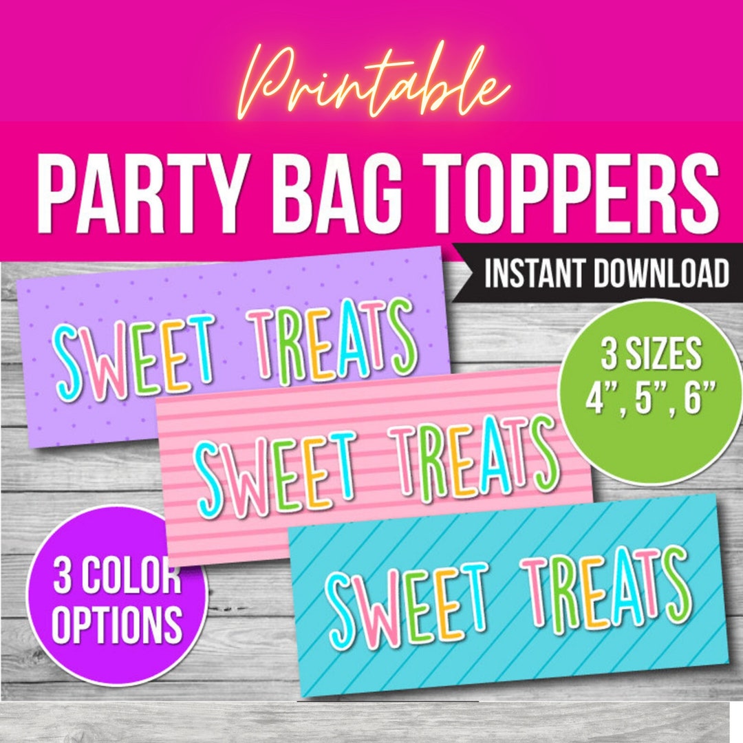 Party Bag Topper, Birthday Treats Bag Topper, Party Favor, Teacher ...