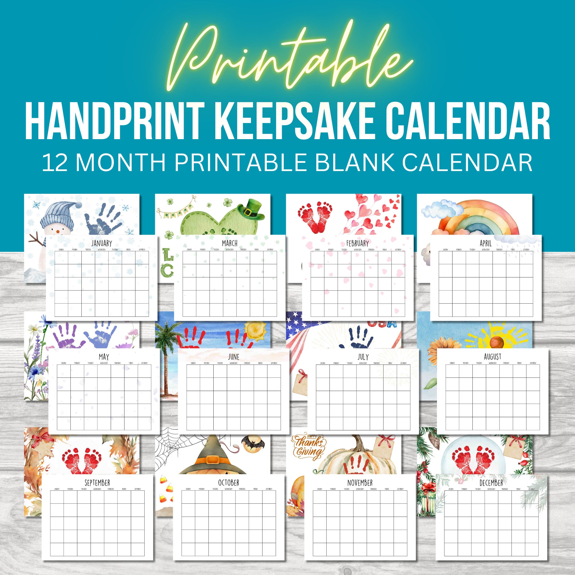2024 Handprint Calendar, Printable Handprint Craft, Handprint Art ...