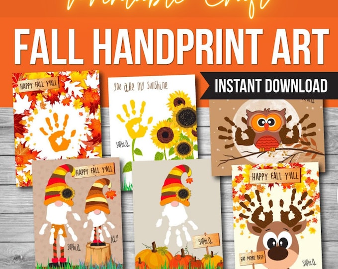 Fall Handprint Activity, Baby Handprint Keepsake Gift, Kids Craft ...