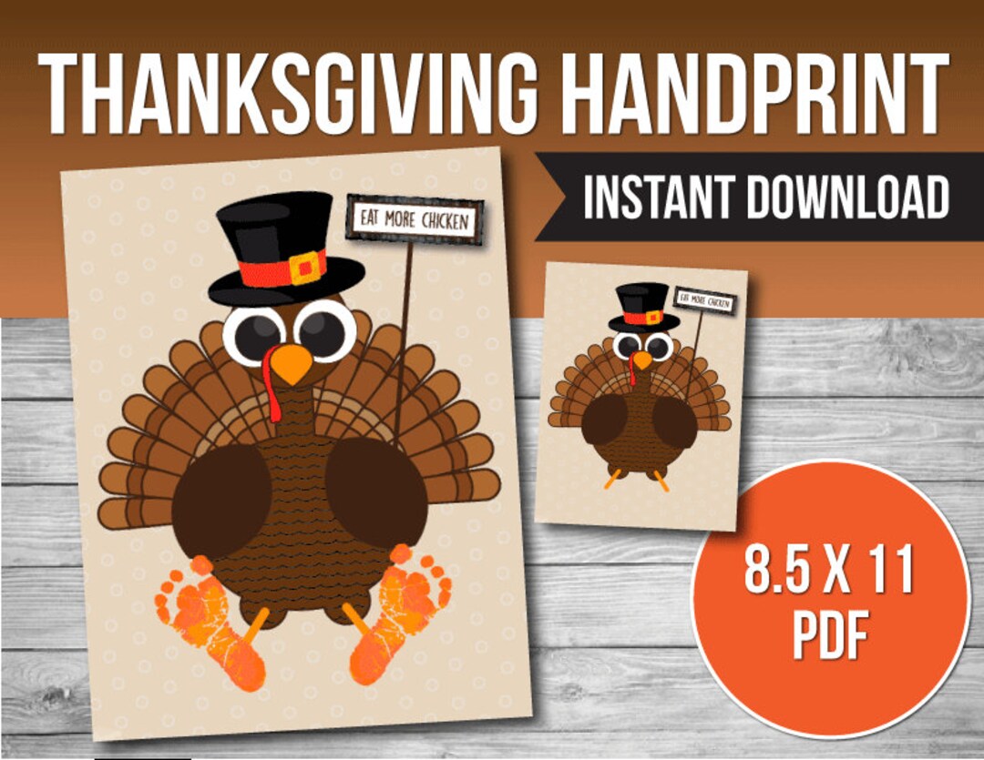 Thanksgiving Handprint Craft Activity, Printable Handprint Art, Fall ...
