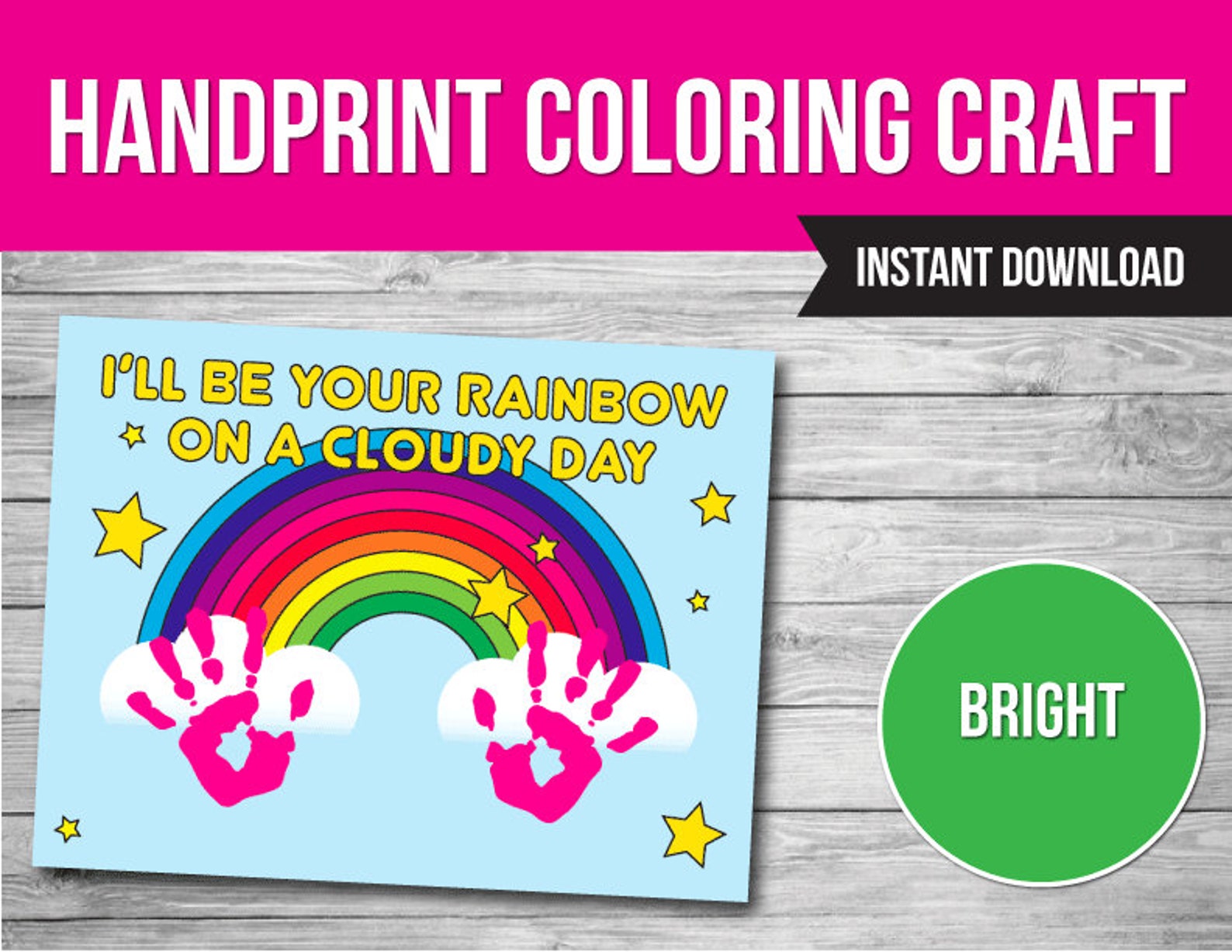 Handprint Art Coloring Activity Printable Rainbow Kids Craft - Etsy