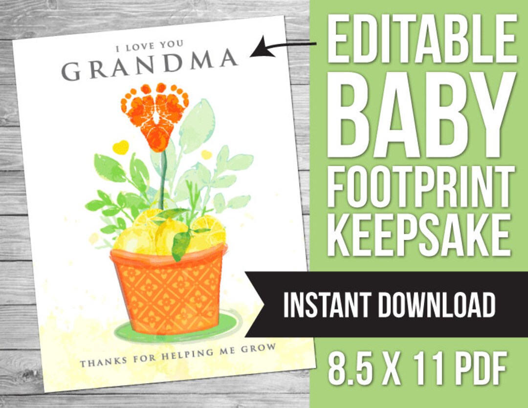 Handprint Footprint Art Craft, Gift for Grandma, Mothers Day Gift From ...