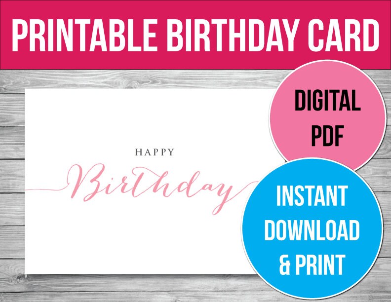 Happy Birthday Card Digital Download Birthday Card Printable - Etsy