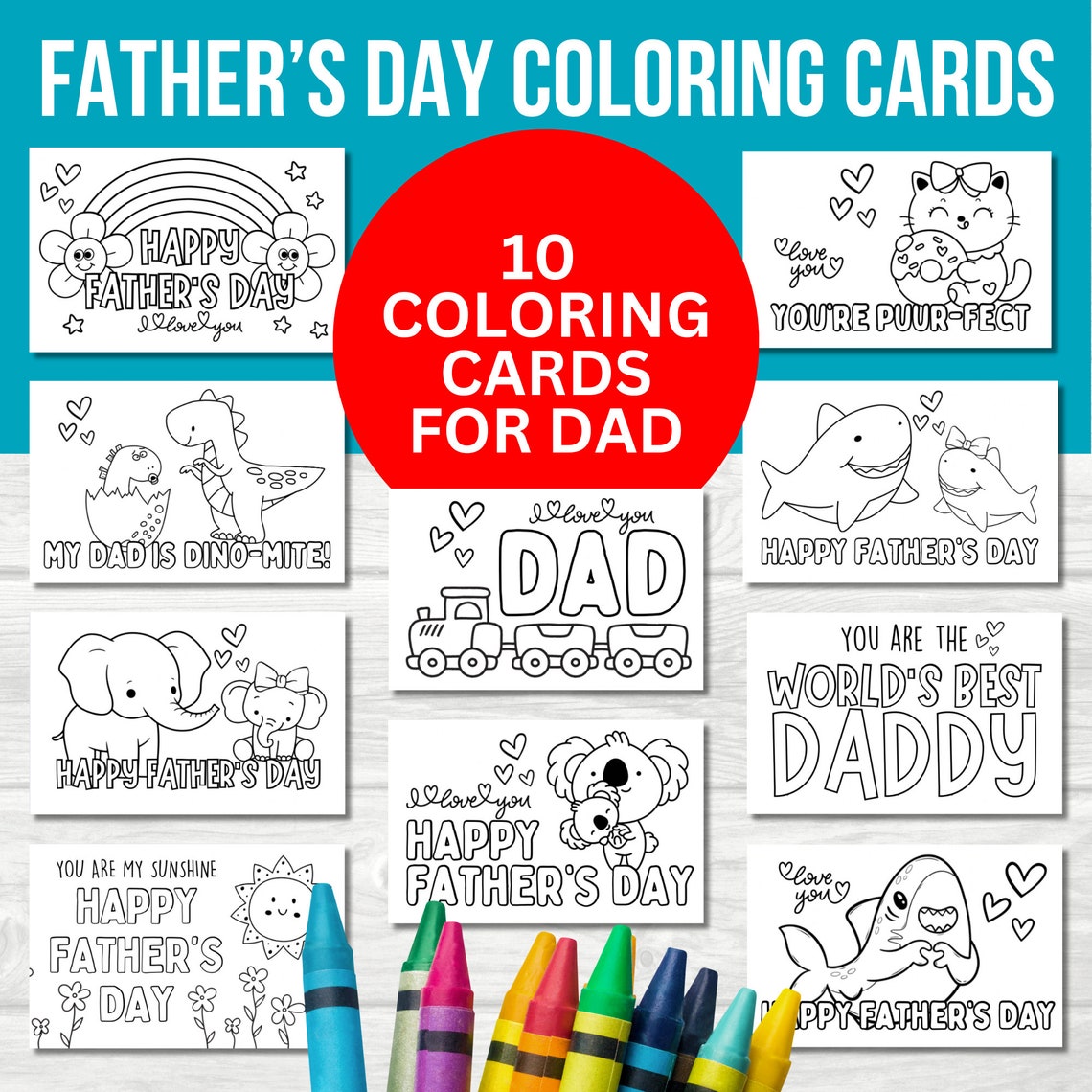 Father's Day Coloring Cards, DIY Gift for Dad (pdf, Png, Jpeg) - Etsy