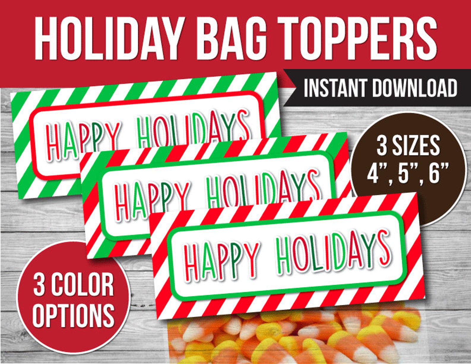 Holiday Bag Topper, Christmas Bag Topper, Santa Bag Topper, Treat Bag ...