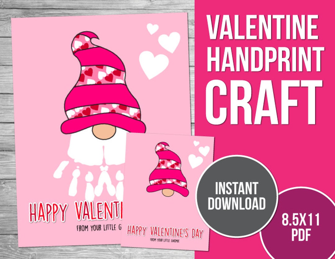 Handprint Craft, Valentine’s Day Craft, Valentine Gnome, Handprint Art ...