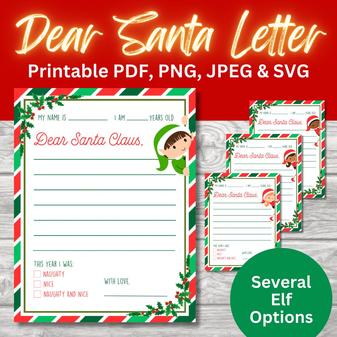 Letter to Santa for Kid Printable Dear Santa Letter Christmas Craft for ...