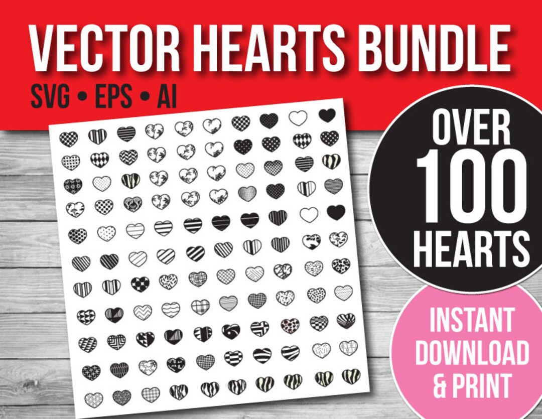 Hearts Clipart Bundle, Heart PNG, Heart SVG, Heart Cut Files, Hearts ...