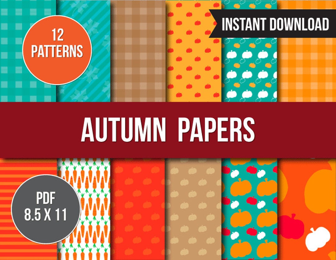 Fall Scrapbooking Paper, Digital Paper, Autumn Scrapbook Paper ...
