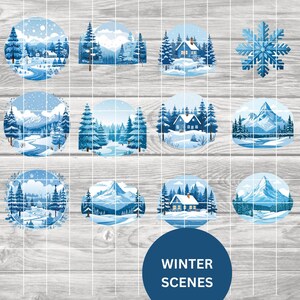 Blue Winter Watercolor Clipart Bundle, Snowflakes, Cozy Designs ...