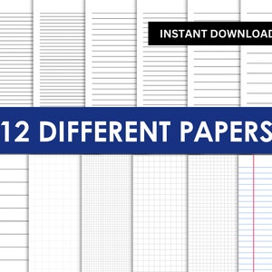 Printable Lined Paper Bundle, Wide Rule College Rule, Notebook Lined ...