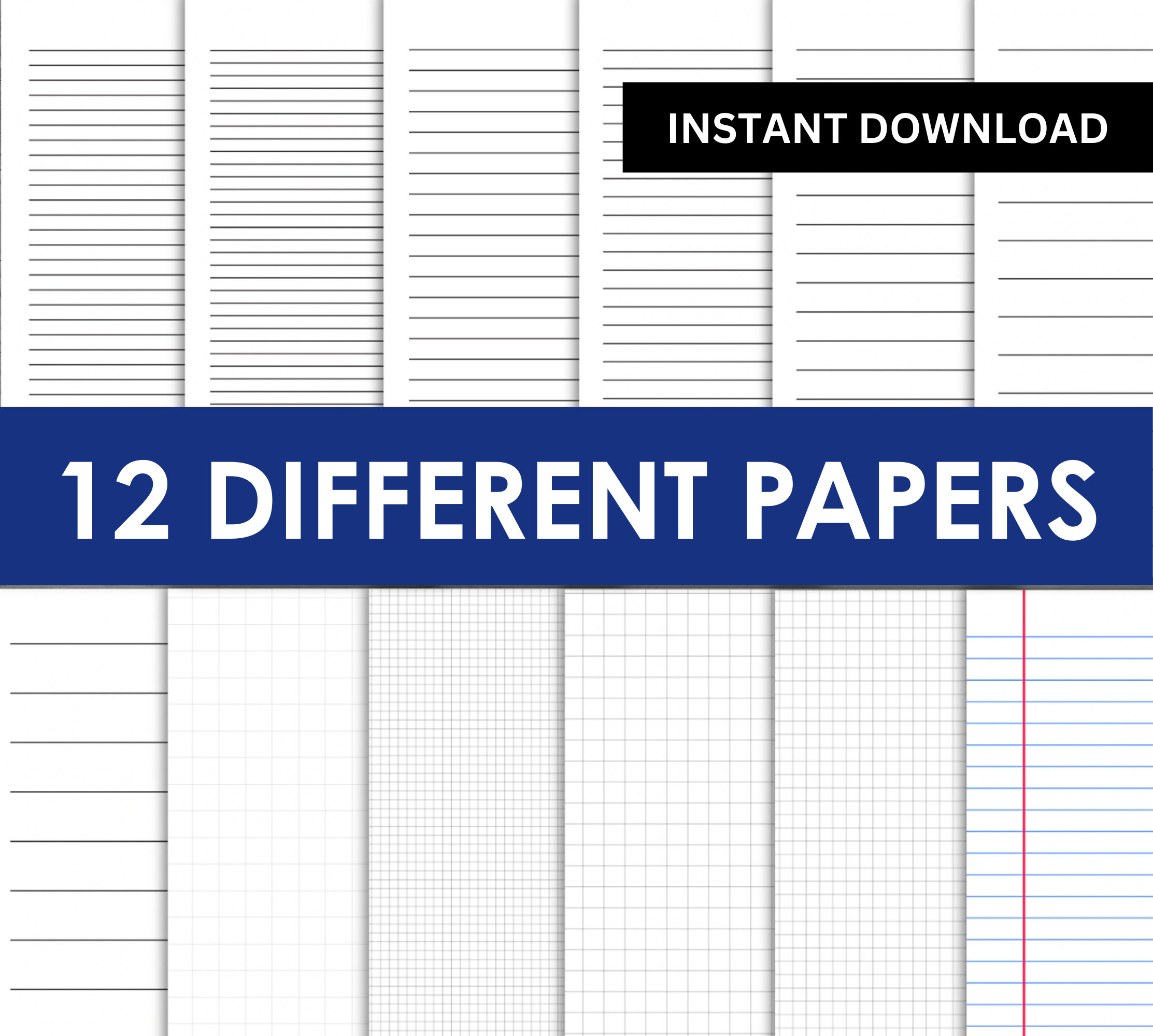 Printable Lined Paper Bundle Wide Rule College Rule Notebook - Etsy