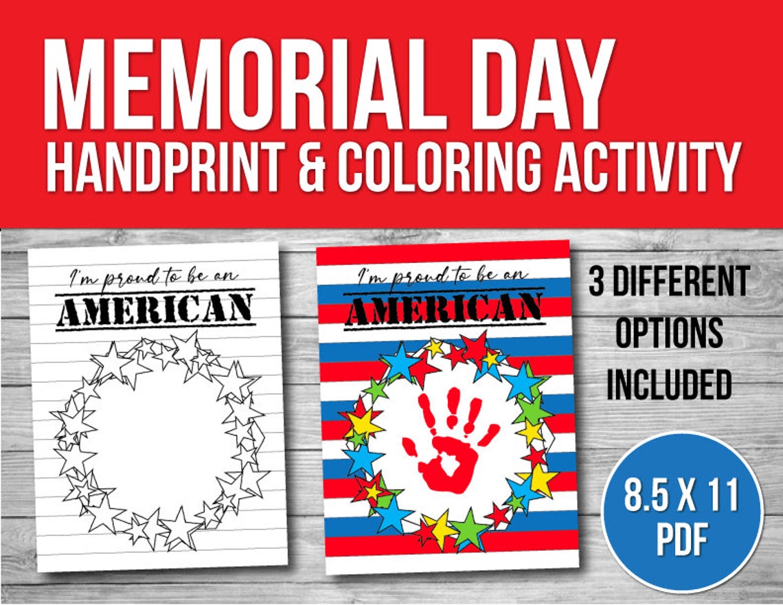 Memorial Day Handprint Art Memorial Day Activity Craft | Etsy