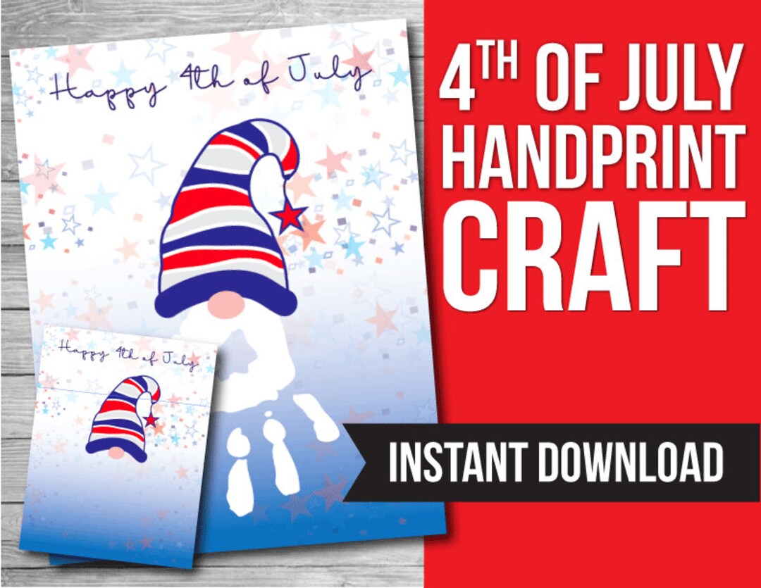 4th of July Handprint Art, Printable Keepsake, Kids Craft, Kids 4th of ...