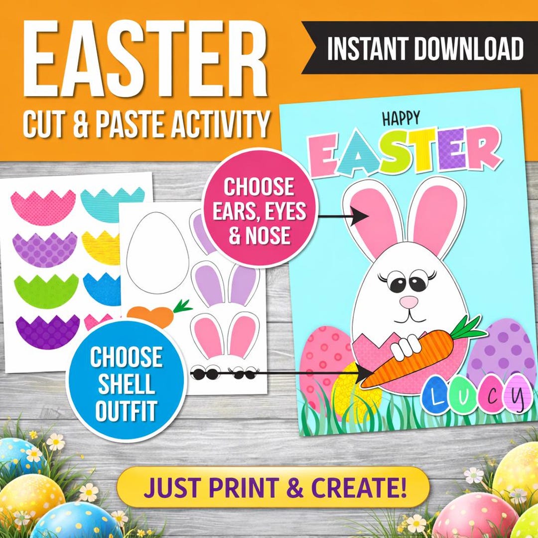 Easter Bunny Craft: Cut and Paste Activity - Etsy