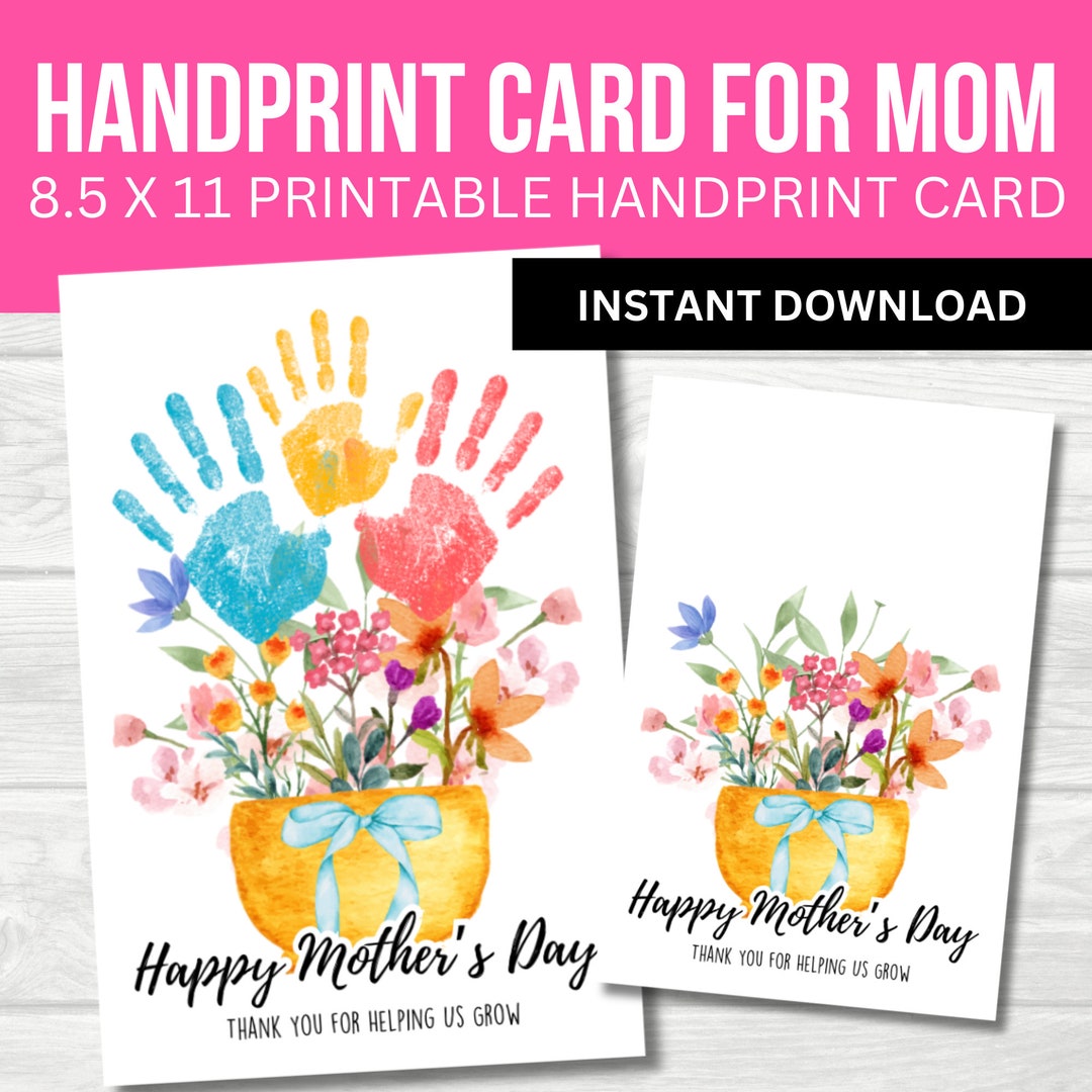 Mother's Day Flower Handprint Card: Keepsake Art (PDF) - Etsy
