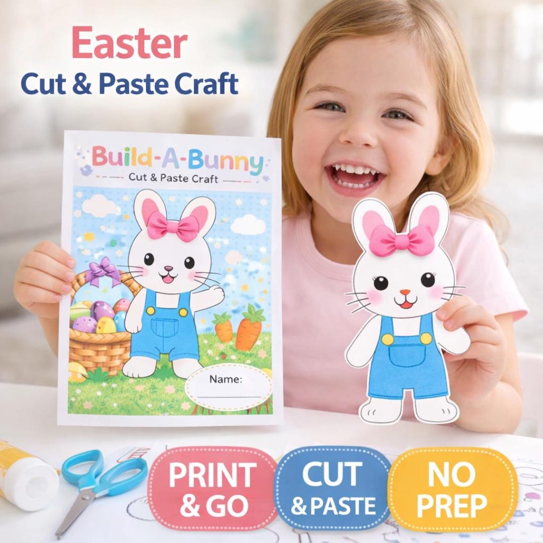 Easter Bunny Craft Printable Kids Cut and Paste Activity - Etsy