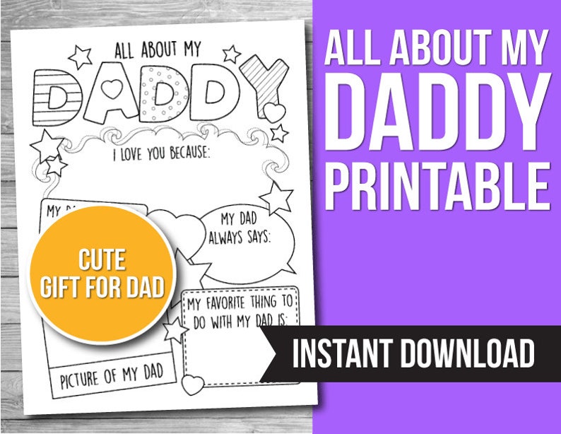 All About Dad Printable PDF Gift for Dad Dad Questionnaire - Etsy