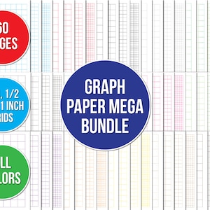 Printable Graph Paper MEGA Bundle: 60 Pages, Rainbow Colors (PDF) - Etsy