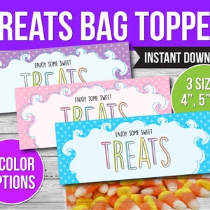 Printable Bag Topper, Birthday Party Favor, Treats Bag Party Favor ...