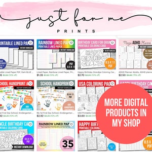 Printable Lined Paper Bundle, Wide Rule College Rule, Notebook Lined ...