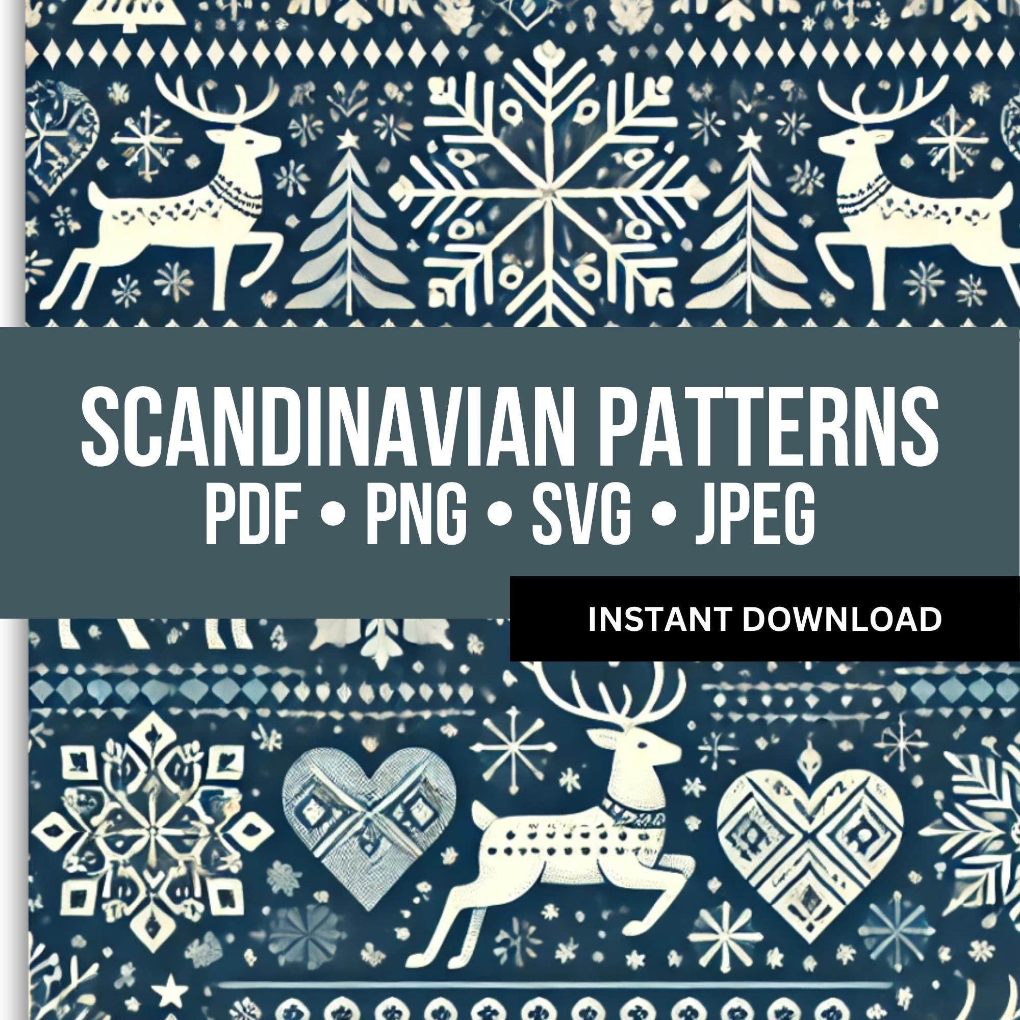 Scandinavian Christmas Seamless Pattern Digital Paper Pack, Nordic ...