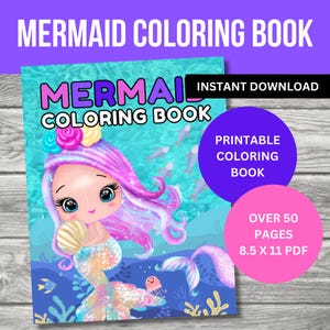 Mermaid Coloring Book, Printable Coloring Pages for Kids, Mermaids ...