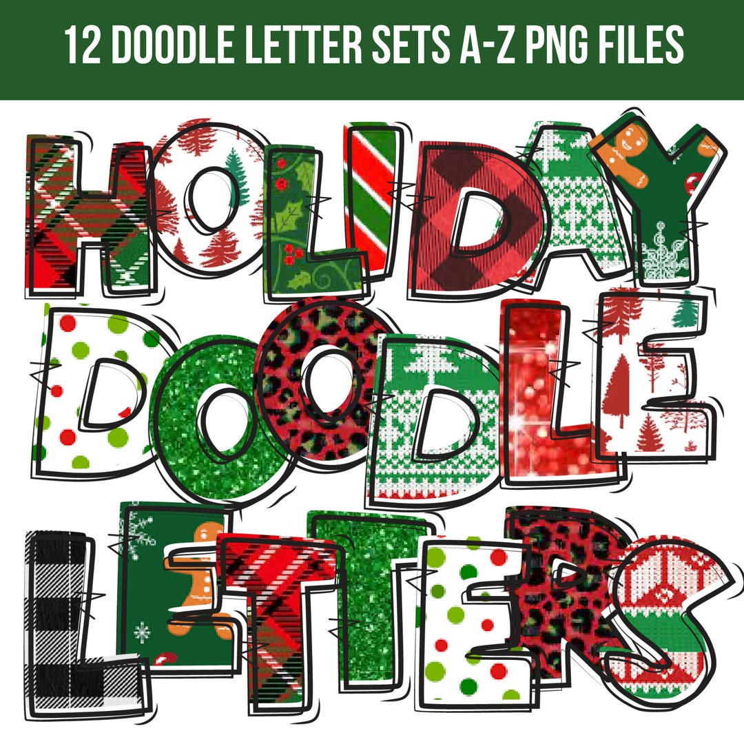 Christmas Doodle Alphabet Letters PNG, Alphabet Clipart, Doodle Font ...