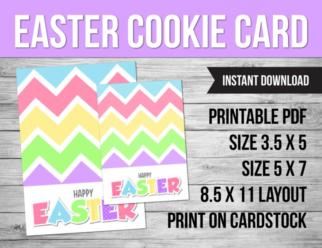 Easter PYO Cookie Card, Easter Printable Cookie Cards, Easter Cookie ...
