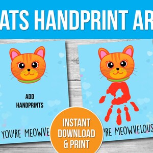 Cats Handprint Art: Spring Kids Activity (PDF Download) - Etsy