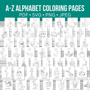 Alphabet Animals Coloring Pages, A-Z Printable (pdf, Jpeg, Png, Svg) - Etsy