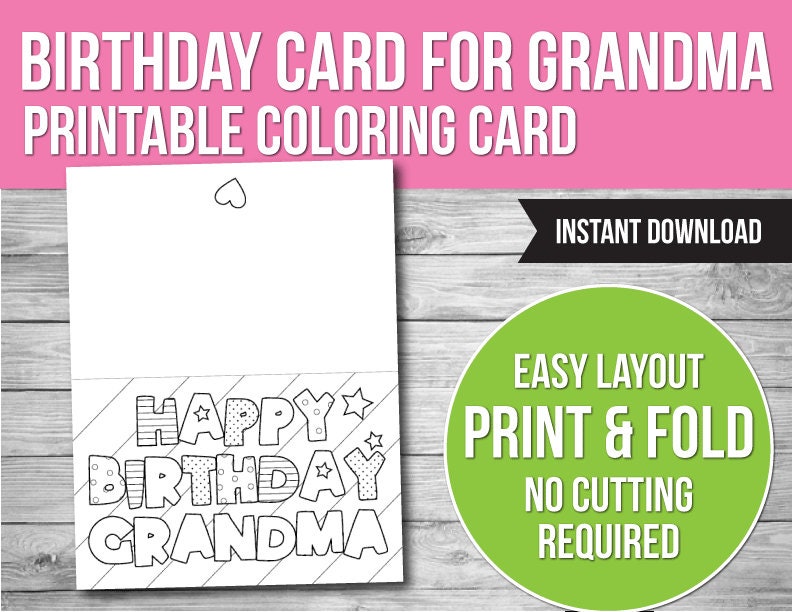 Printable Birthday Cards To Color For Grandma