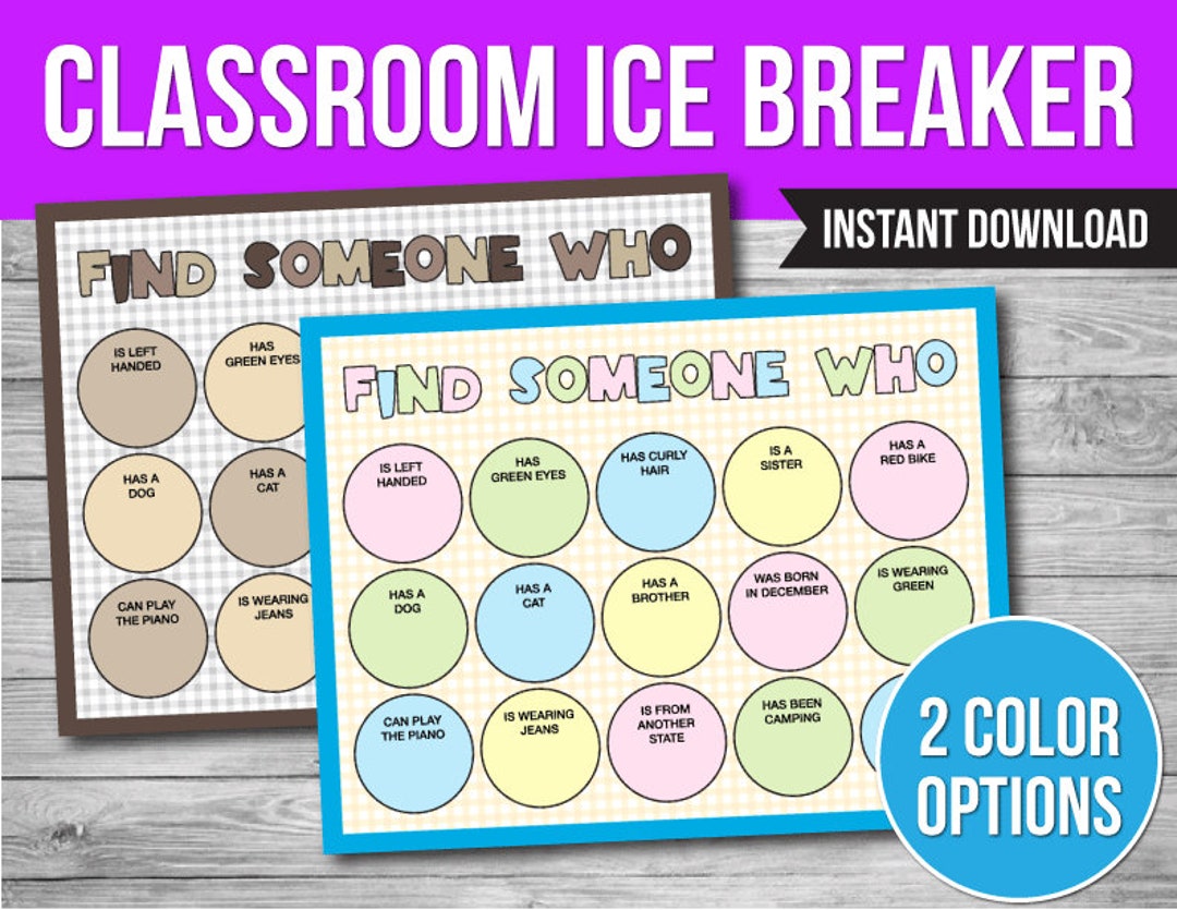 Classroom Ice Breaker Game Printable, Class Group Game Bingo, Kids Ice ...