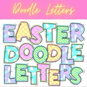 Easter Alphabet Letters PNG Bundle, Easter Font, Doodle Alphabet ...