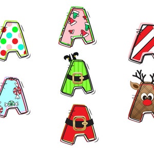 Christmas Doodle Letters, Santa Sublimation Font, Xmas Alphabet PNG ...