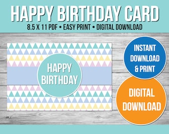 Happy Birthday Printable Card Digital Download Card - Etsy