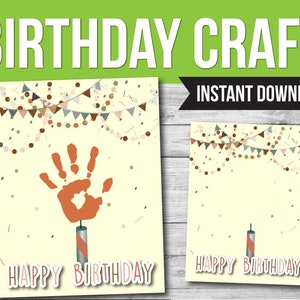 Birthday Handprint Craft Printable Keepsake Art Happy - Etsy UK