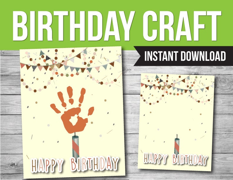 Birthday Handprint Craft Printable Keepsake Art Happy - Etsy UK