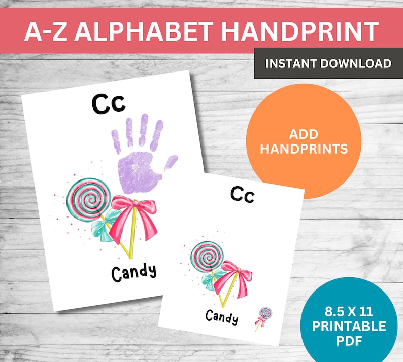 ABC Handprint Craft for Kids, A-Z Alphabet Handprint Footprint Book ...