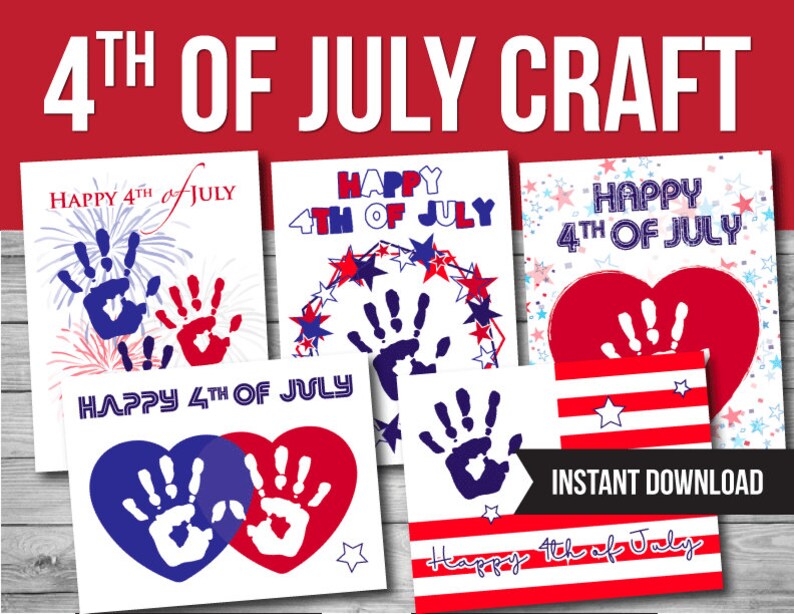 4th of July Handprint Art Craft Printable Keepsake 4th of - Etsy