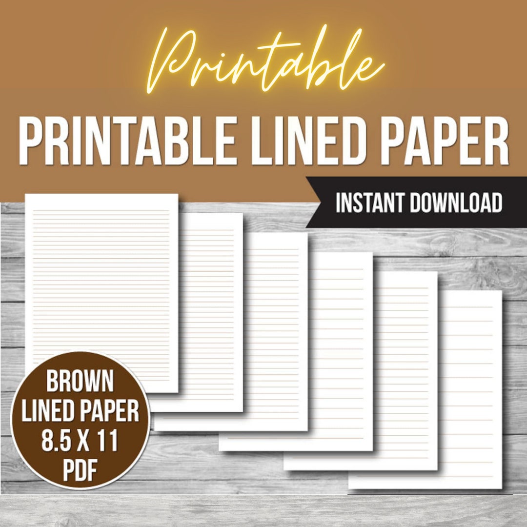 Printable Brown Lined Paper Bundle: College & Wide Rule (PDF) - Etsy