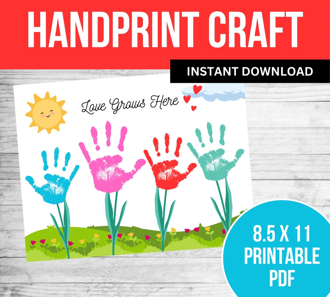 Handprint Art, Handprint Keepsake, Flower Handprint, Mothers Day ...