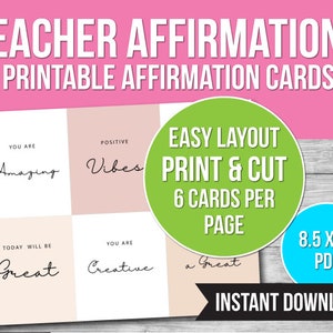 Teacher Affirmation Cards, Positive Affirmation Card Deck, Self Care ...