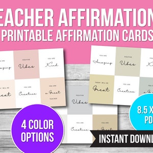 Teacher Affirmation Cards, Positive Affirmation Card Deck, Self Care ...