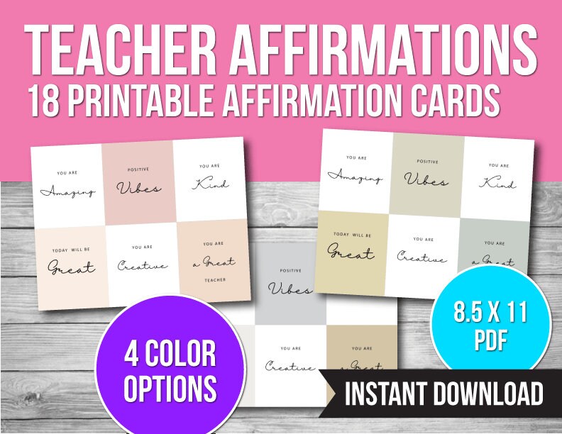 Teacher Affirmation Cards Positive Affirmation Card Deck - Etsy