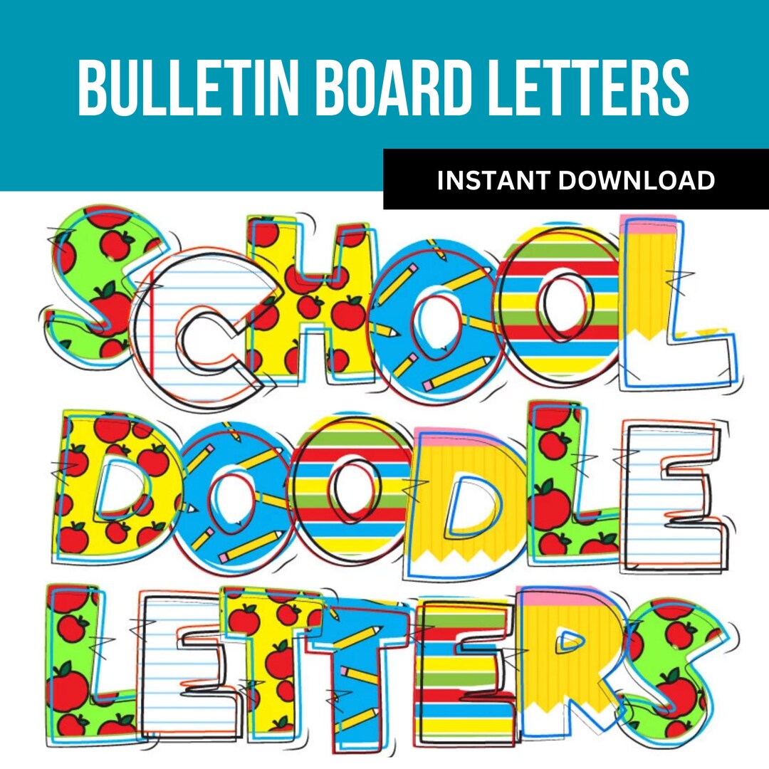 Bulletin Board Letters, Back to School, Doodle Letters, Doodle Font ...