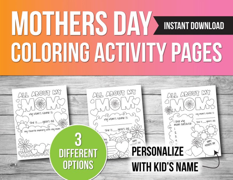 All About My Mom Printable: DIY Coloring Page Gift (PDF) - Etsy