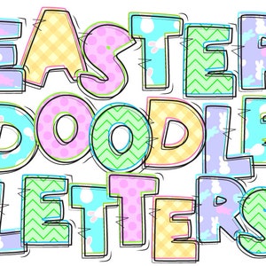 Easter Alphabet Letters PNG Bundle, Easter Font, Doodle Alphabet ...